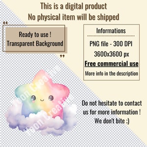 Rainbow Stars Clipart Set for Creative Project, Whimsical Nursery Wall ...