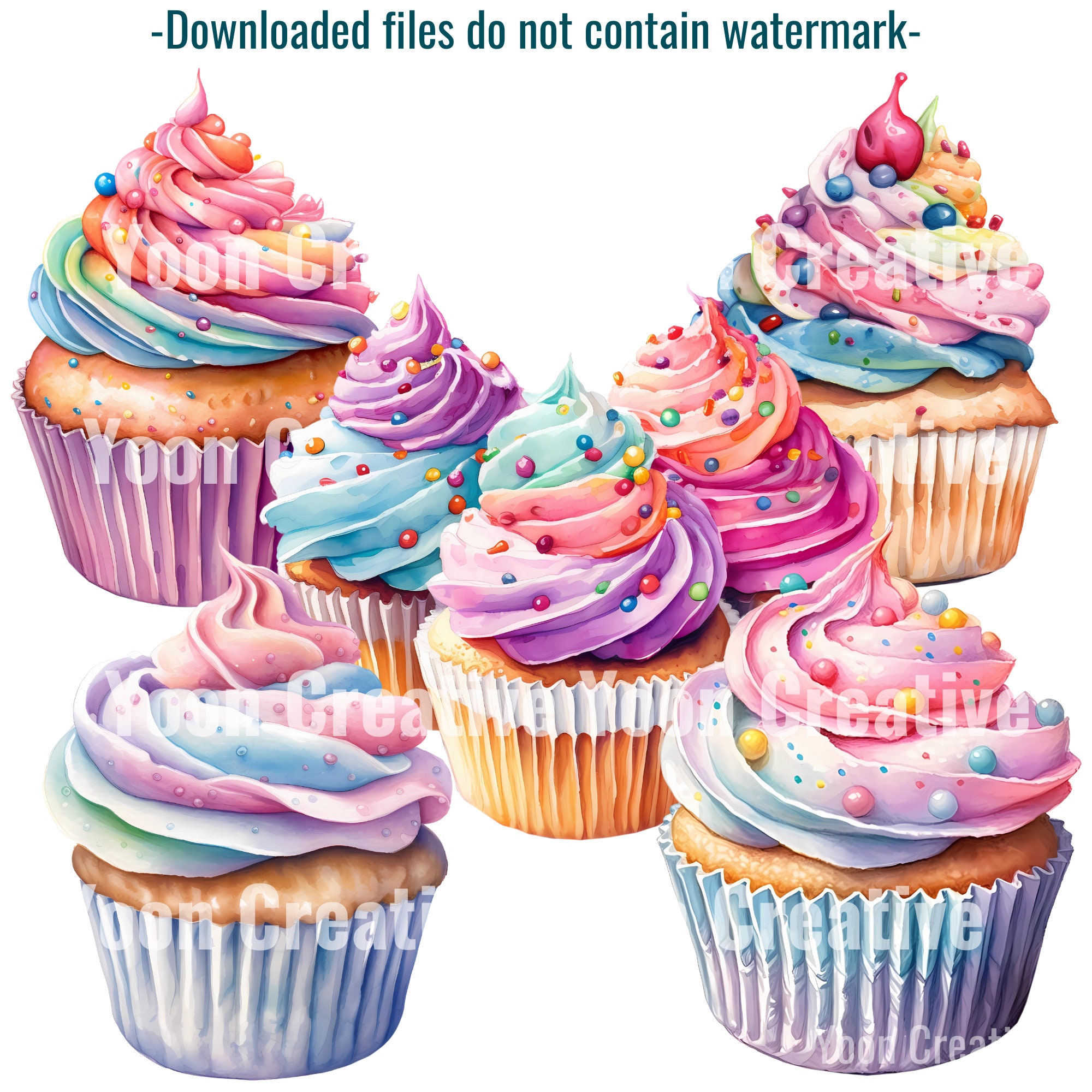 Sweet Rainbow Cupcakes Clipart Set for Creative Projects - Etsy