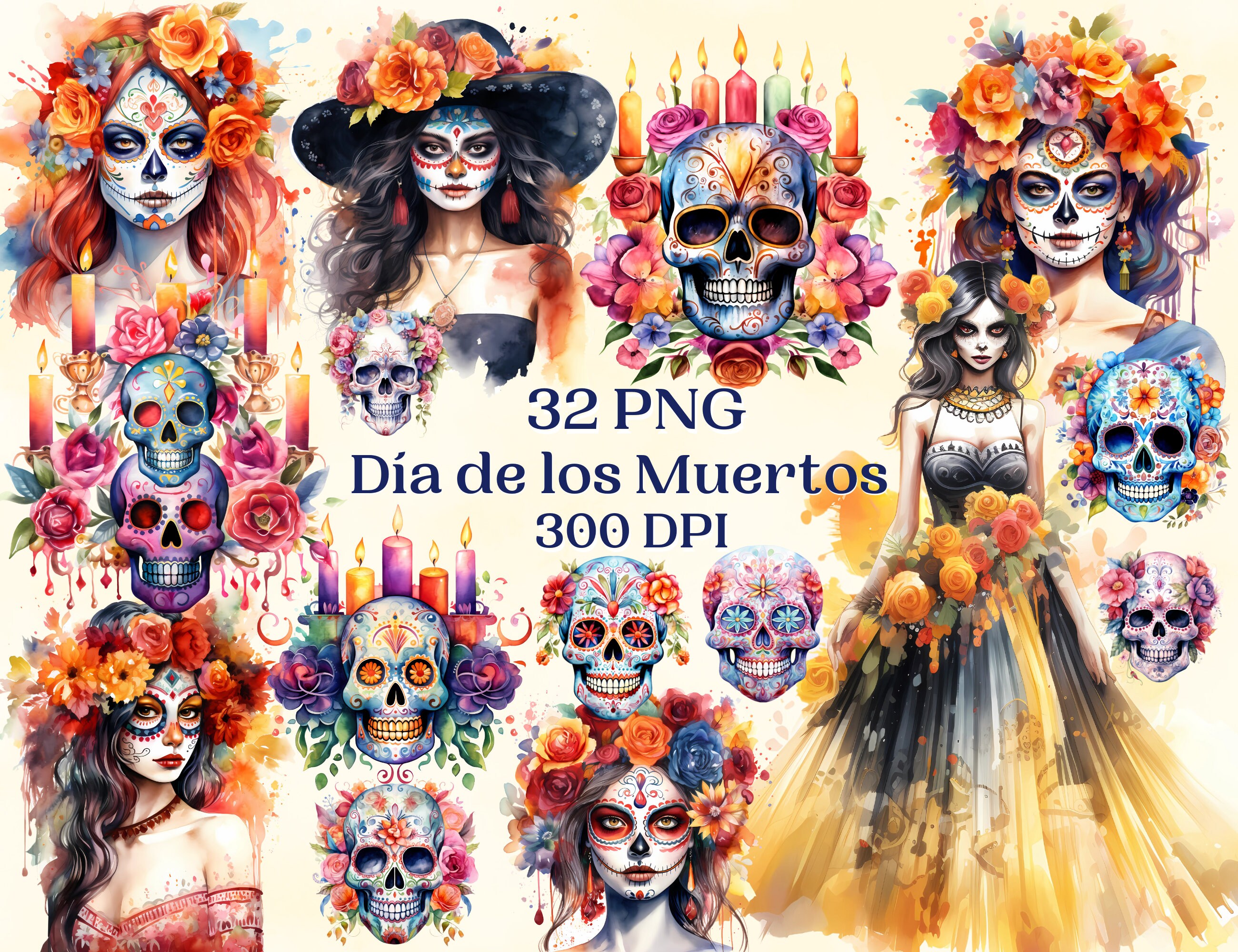 Día De Los Muertos Clipart Set for Creative Project, Day of the Dead ...