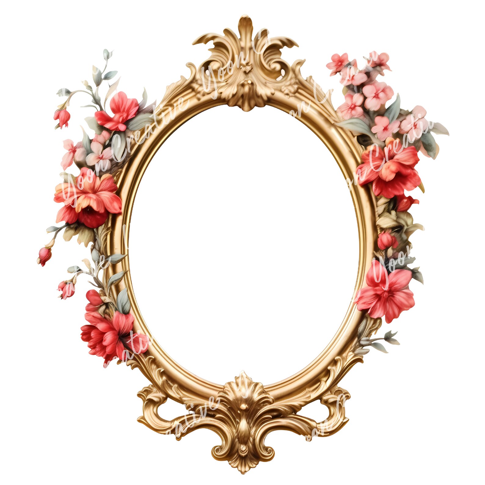 Baroque Oval Frame Clipart Set for Creative Projects Rococo - Etsy