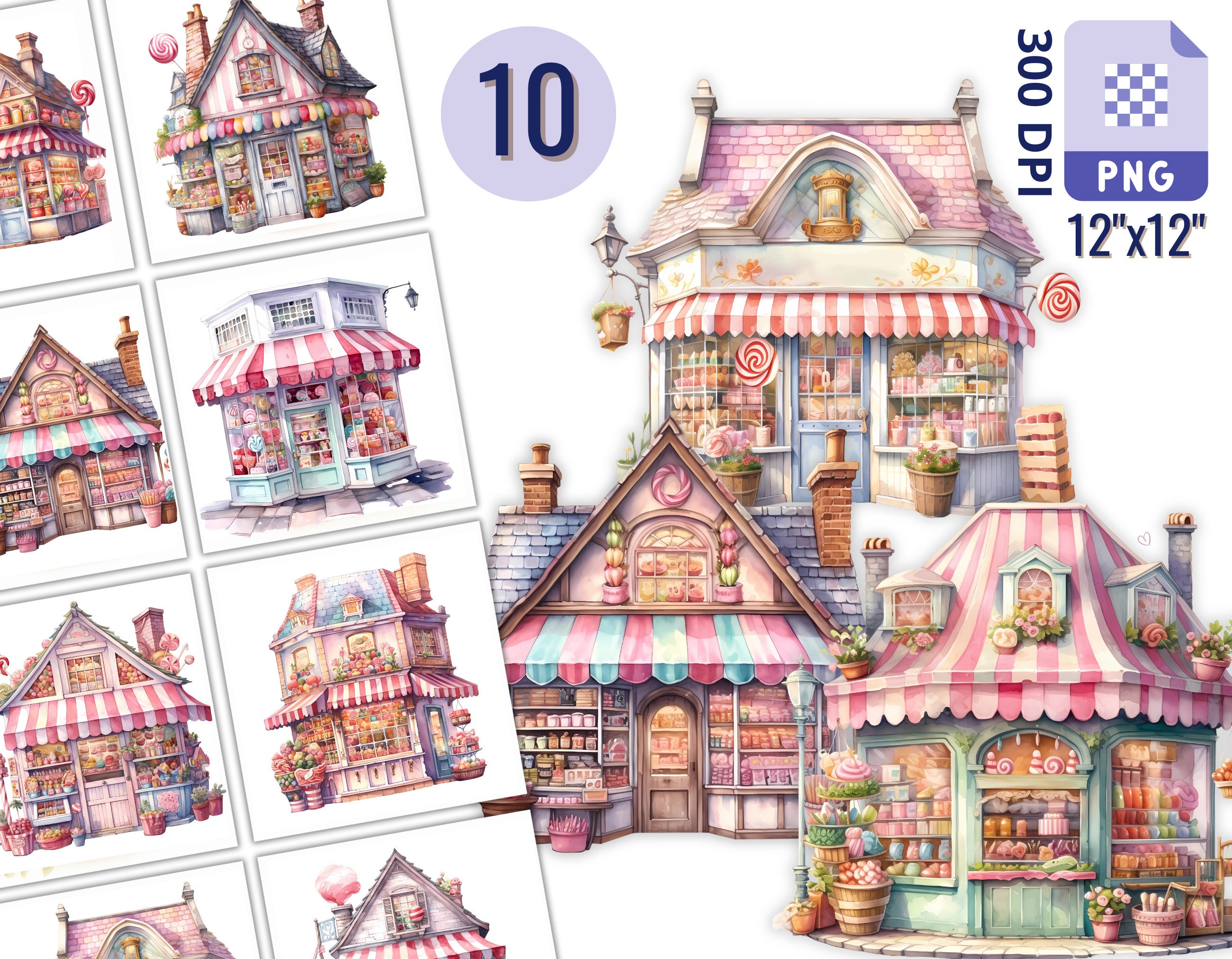 Whimsical Candy Shop Clipart Set for Creative Projects - Etsy