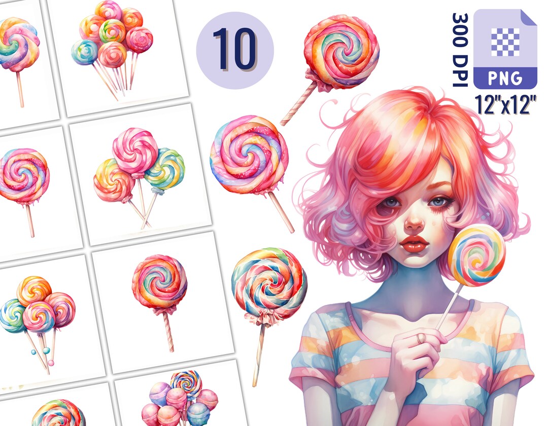 Sweet Lollipop Clipart Set for Creative Projects, Colorful Lolli ...