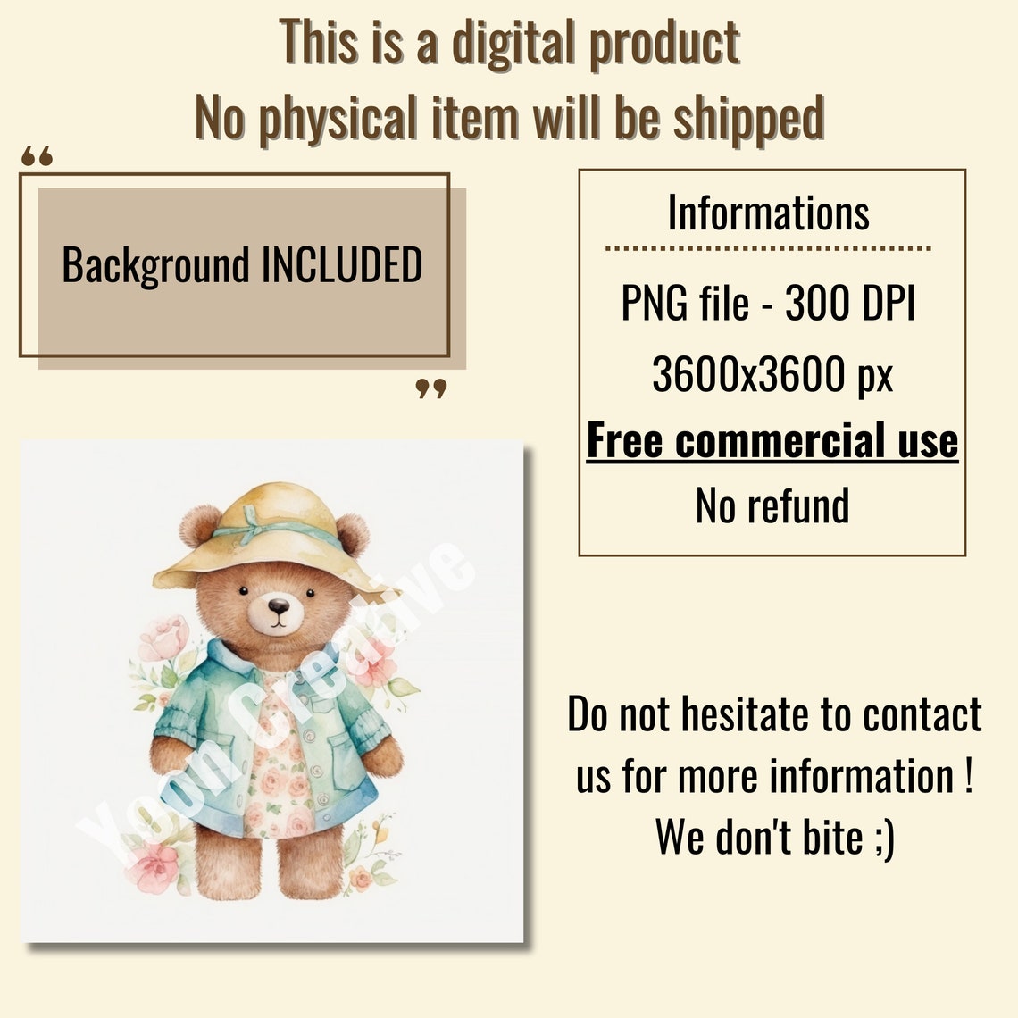 Spring Teddy Bear Clipart 15 PNG Watercolor Wall Art - Etsy