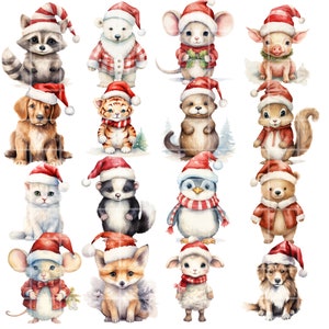 Christmas Animals Clipart Set for Creative Projects, Xmas Gift Winter ...