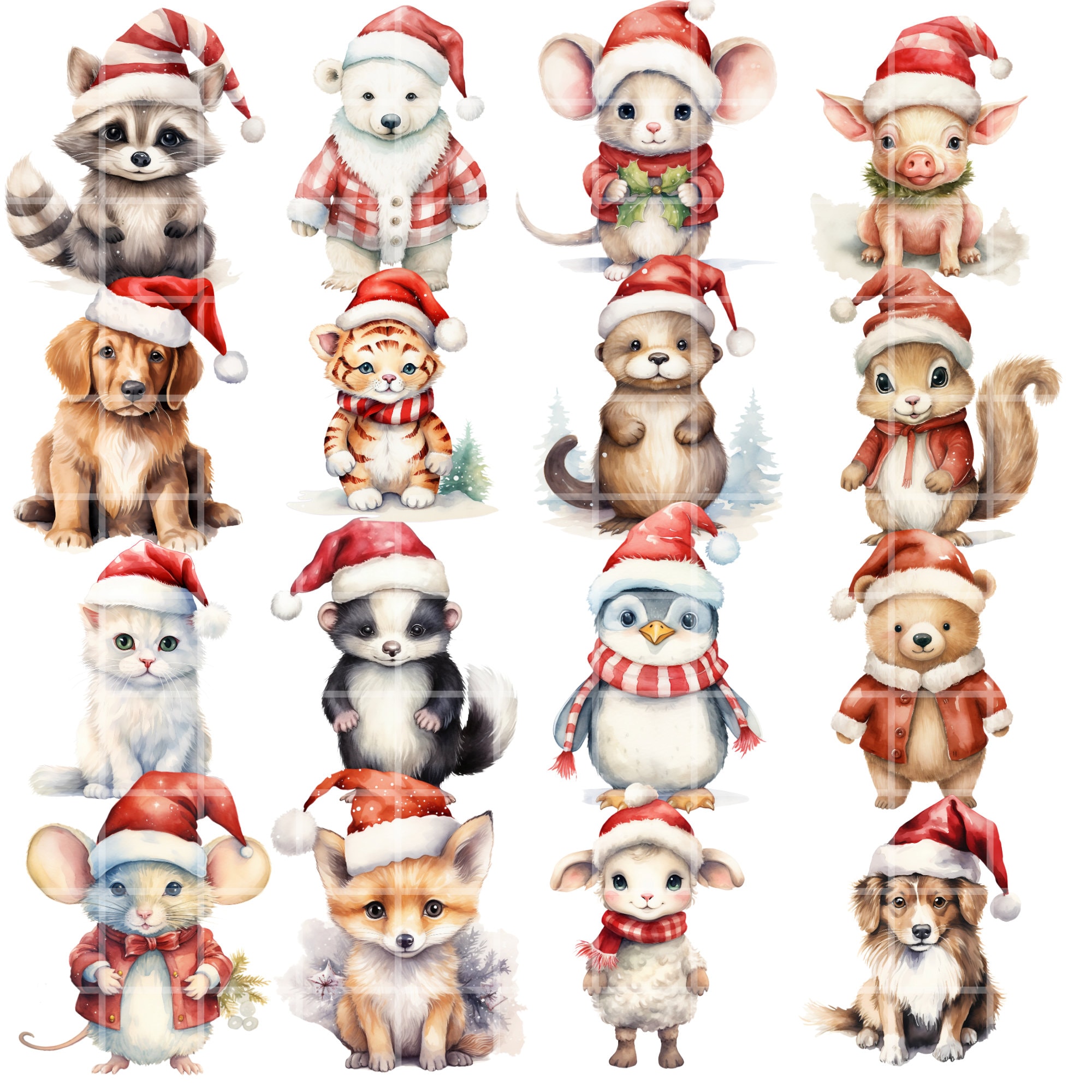 Christmas Animals Clipart Set for Creative Projects Xmas Gift - Etsy