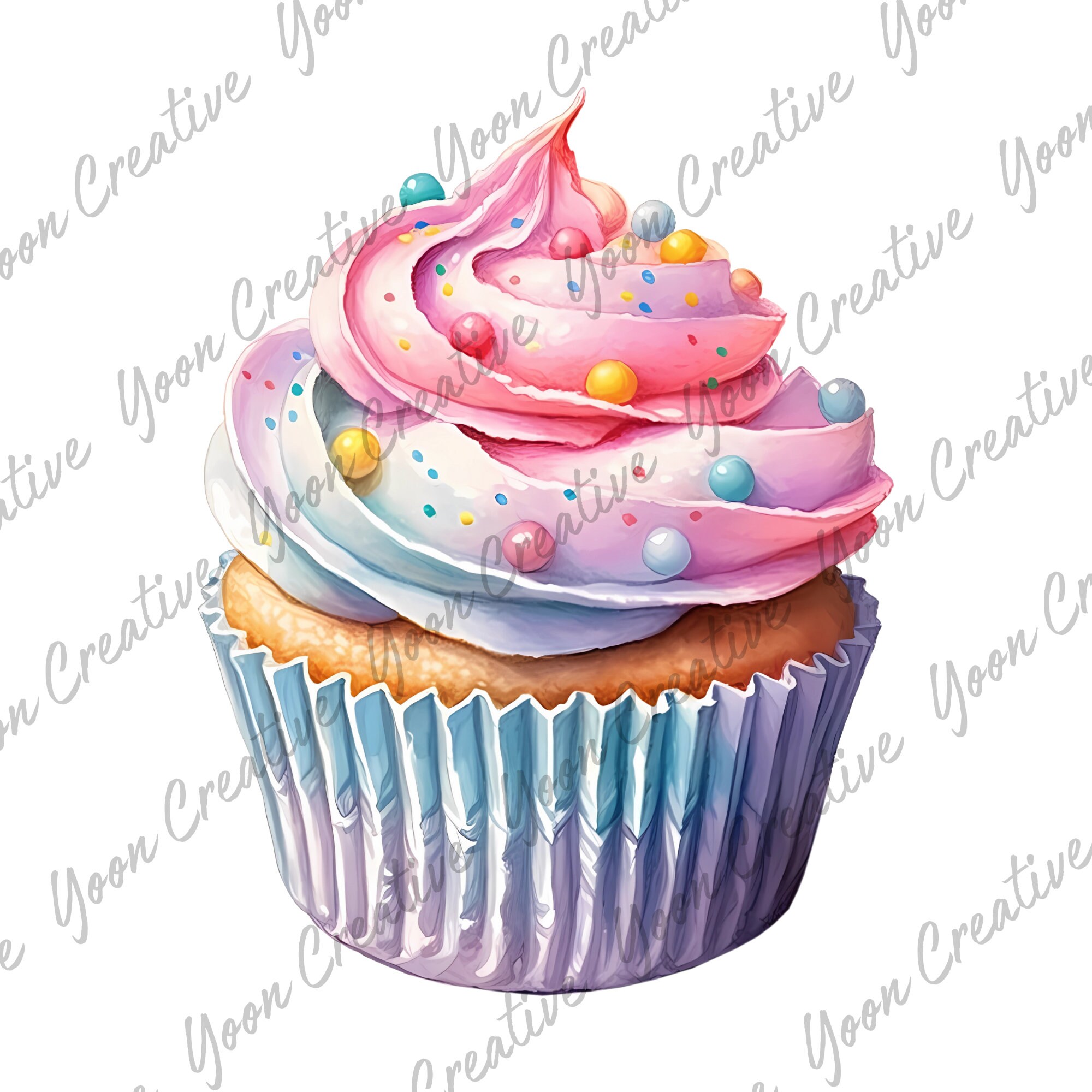 Sweet Rainbow Cupcakes Clipart Set for Creative Projects, Colorful ...