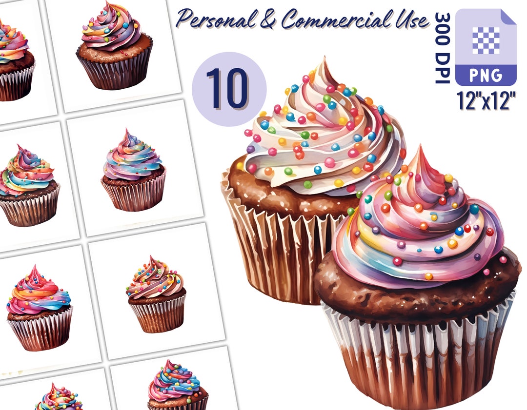 Delicious Chocolate Cupcake Clipart Set for Creative Projects, Colorful ...