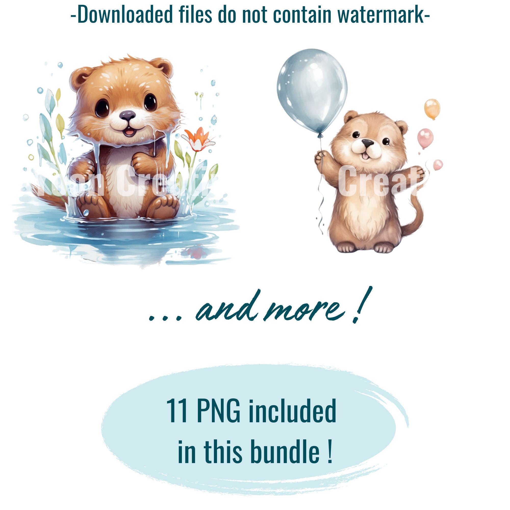 Adorable and Playful Otter Clipart Set for Creative Projects, Cute Baby ...