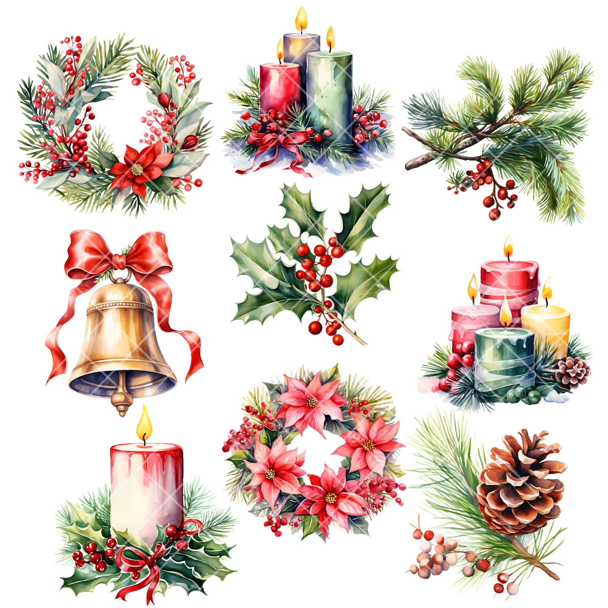 Christmas Decoration Clipart Set for Creative Project, Christmas ...