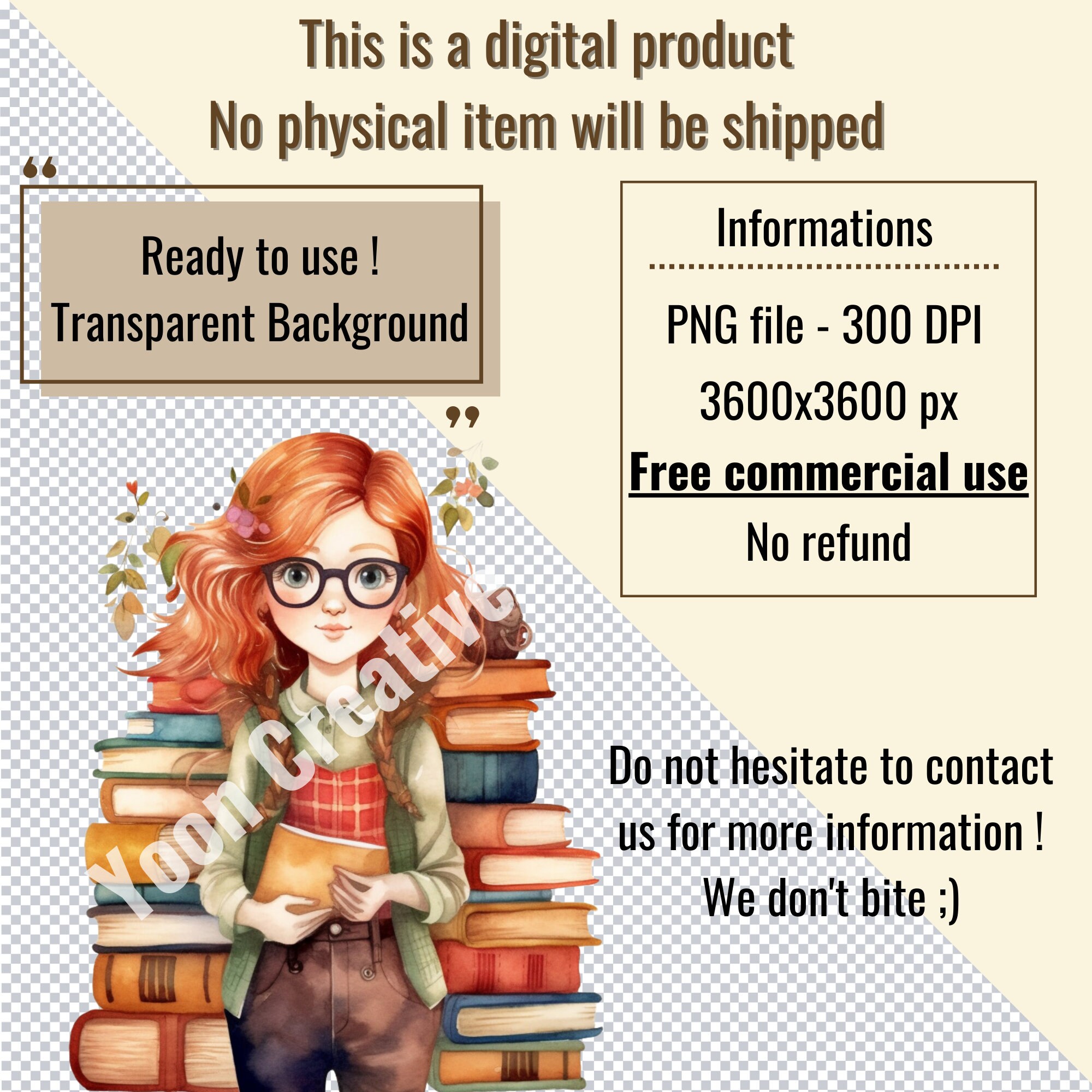 Watercolor Studious Teenagers Clipart Set, 10 PNG HQ, Transparent Background, Academic Graphics ...