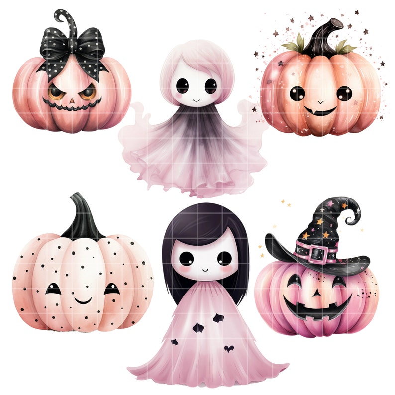 Halloween Pinky Spooky Cliparts for Creative Projects, Cute Pink ...