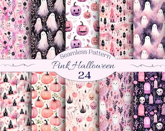 Lovely Spooky Seamless Patterns for Creative Project, Cute Digital ...