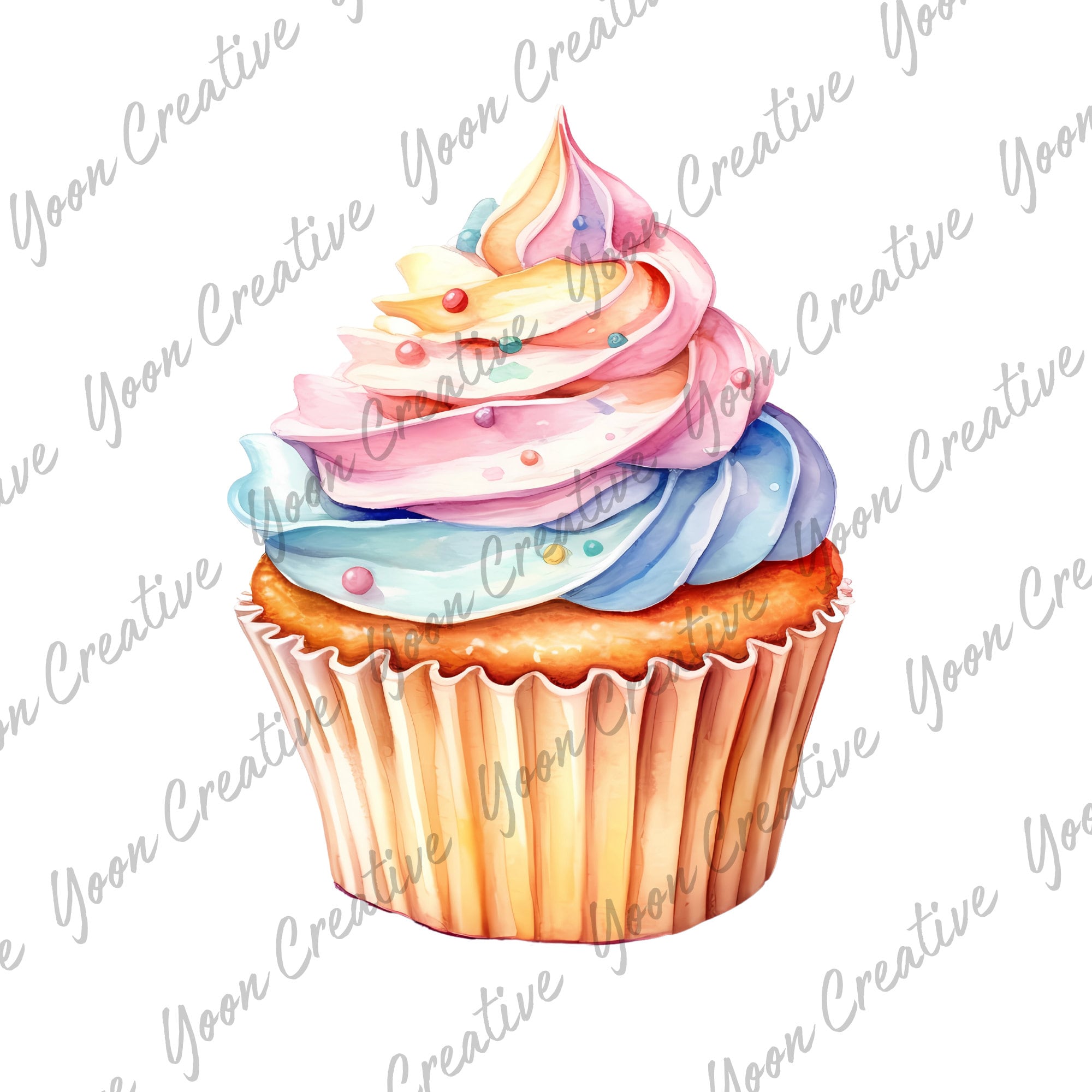 Sweet Rainbow Cupcakes Clipart Set for Creative Projects - Etsy