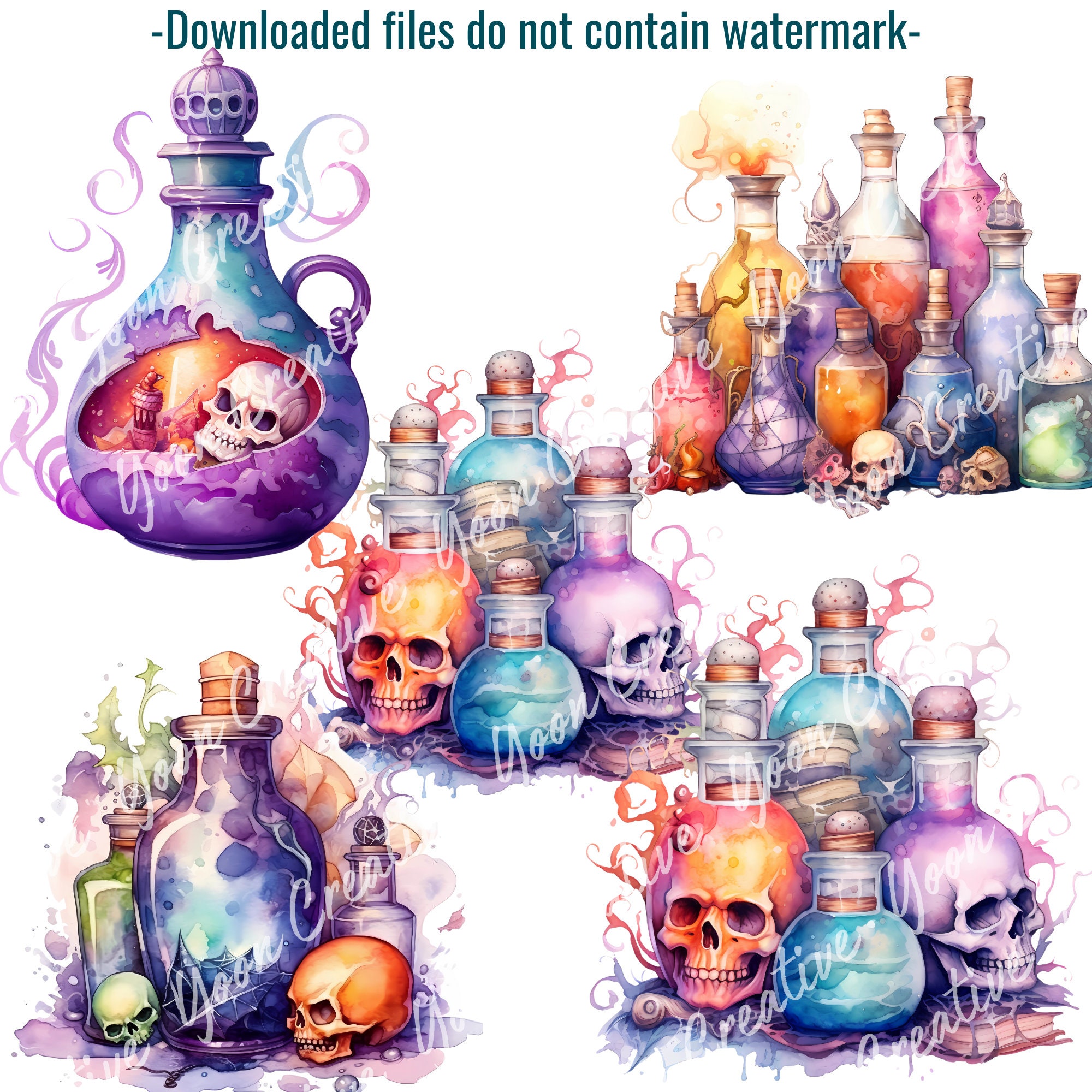 Watercolor Spooky Potions Clipart Set for Creative Projects - Etsy