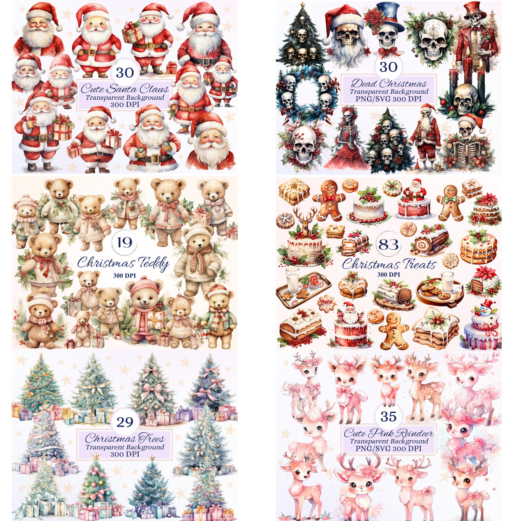 Christmas Edition 1000 Clipart Set for Creative Projects, Xmas Winter ...