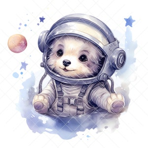 Astro Animals Clipart Set for Creative Projects, Cute Space Explorers ...