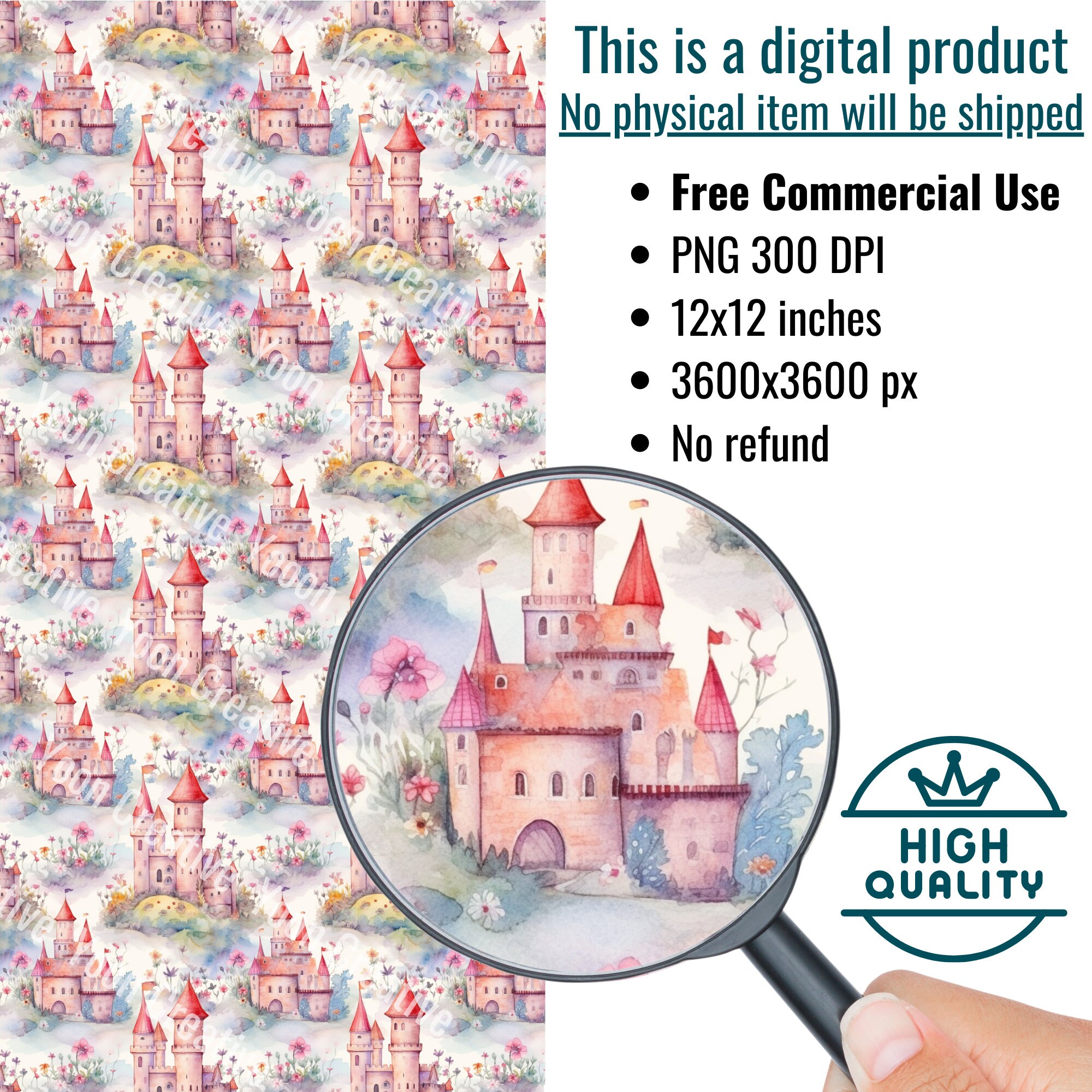 Fairy Tale Patterns Bundle, 10 PNG, Digital Papers Featuring Princesses ...