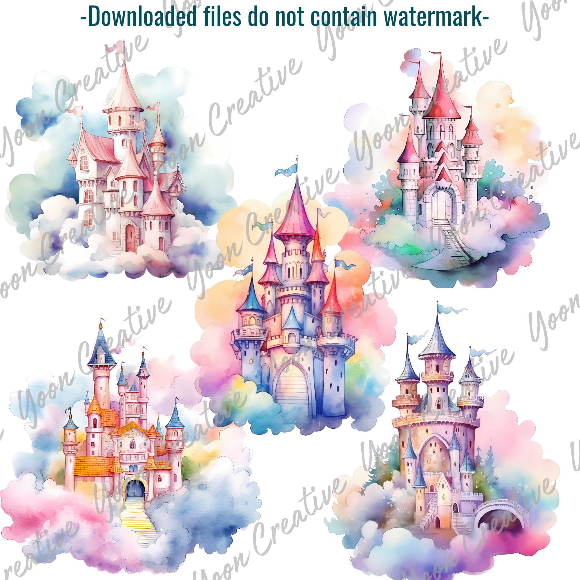 Dreamy Castle Clipart Set for Creative Projects Fantasy Fairy - Etsy
