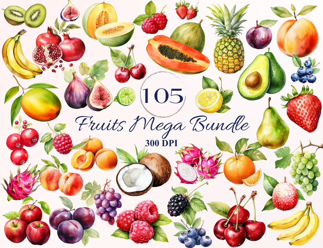 Fruit Mega Bundle for Creative Project, Fruits Clipart, Transparent ...