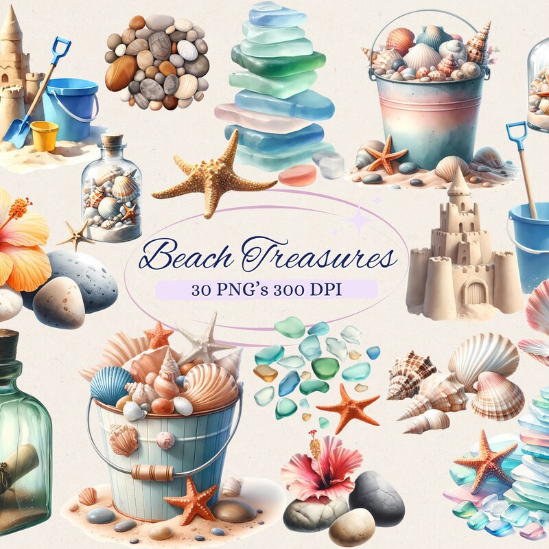 Beach Bucket Clipart - Etsy