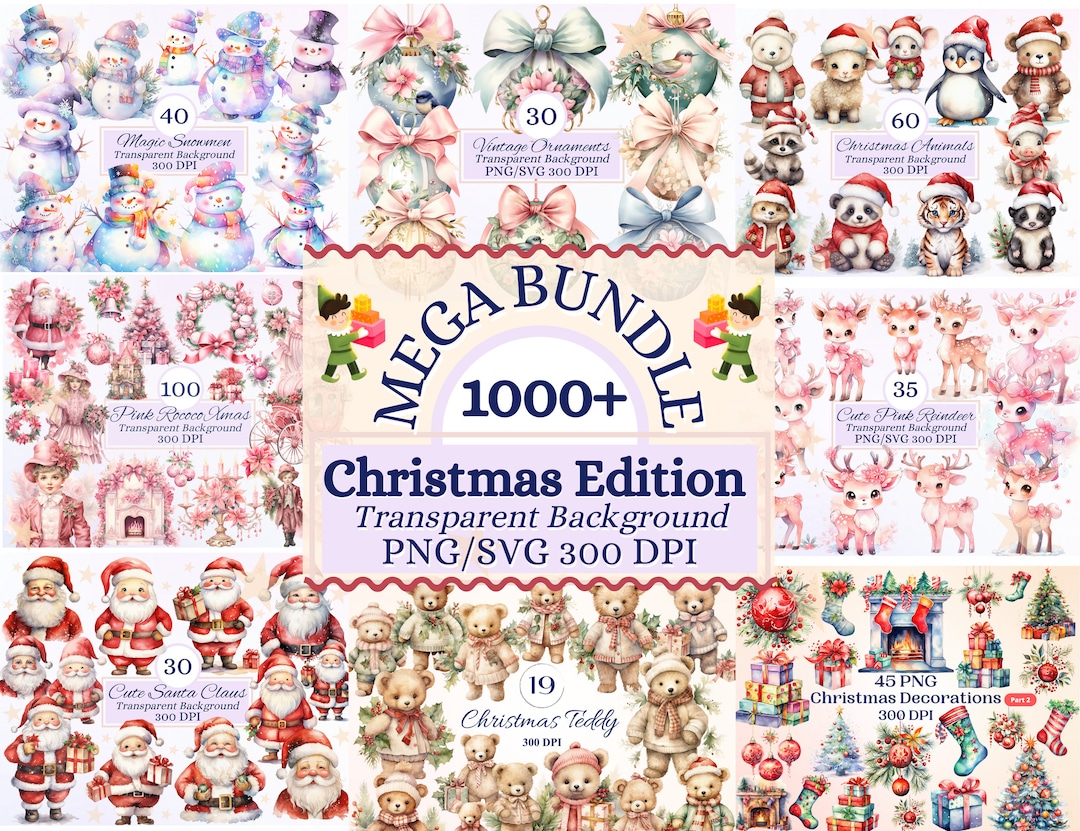 Christmas Edition 1000+ Clipart Set for Creative Projects, Xmas Winter ...