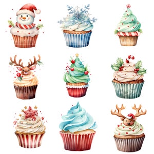 Christmas Cupcakes Clipart Set for Creative Project, Delicious X-mas ...