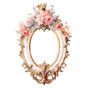 Baroque Oval Frame Clipart Set for Creative Projects, Rococo Style ...
