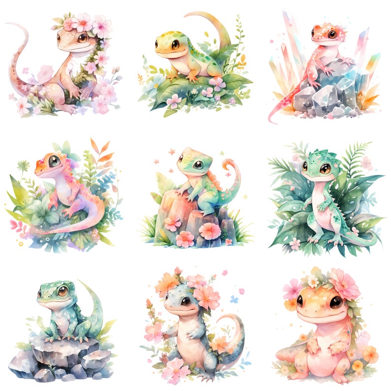 Cute Lizards Clipart Set for Creative Project, Animal Graphics, Nursery ...