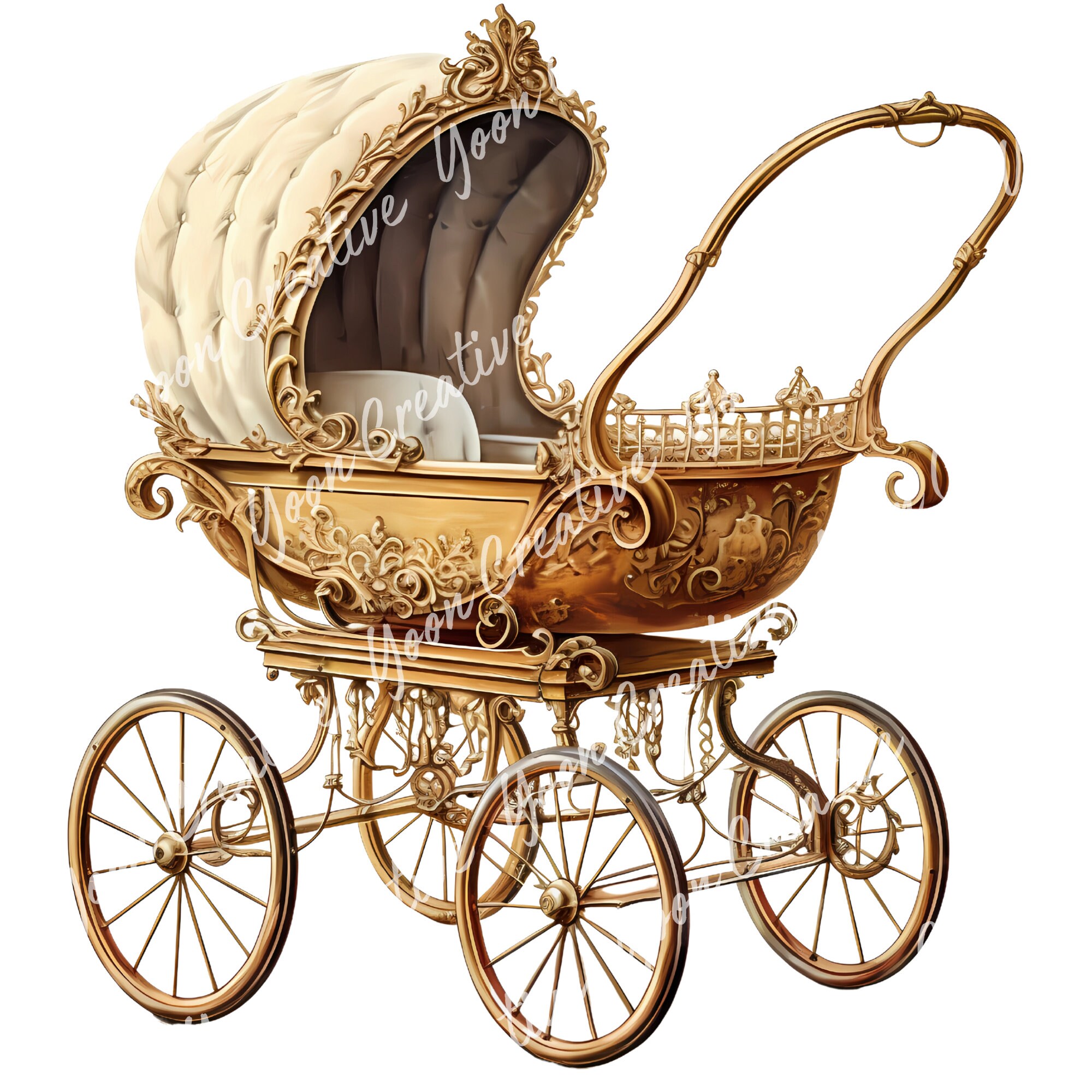 Vintage Baby Stroller Clipart Set for Creative Projects, Junk Journal ...