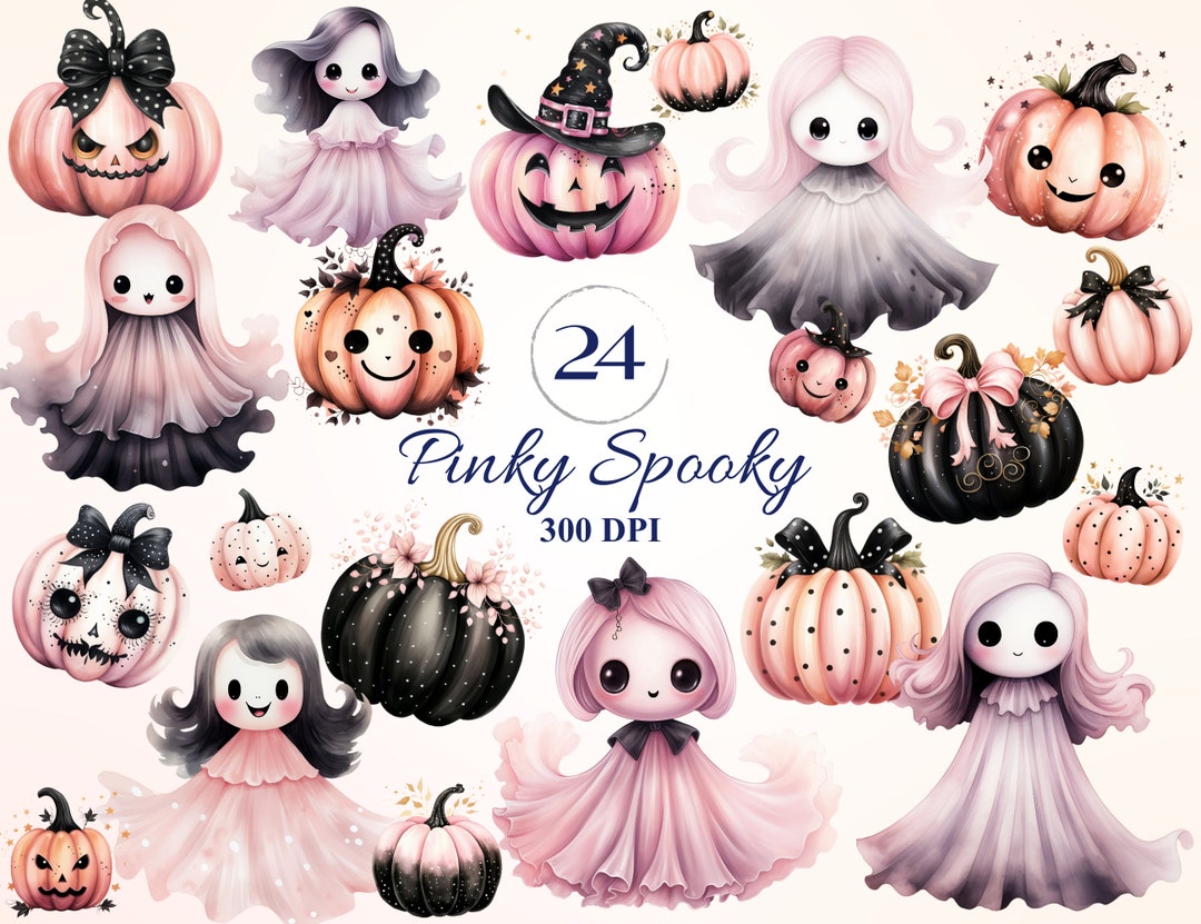 Halloween Pinky Spooky Cliparts for Creative Projects, Cute Pink ...