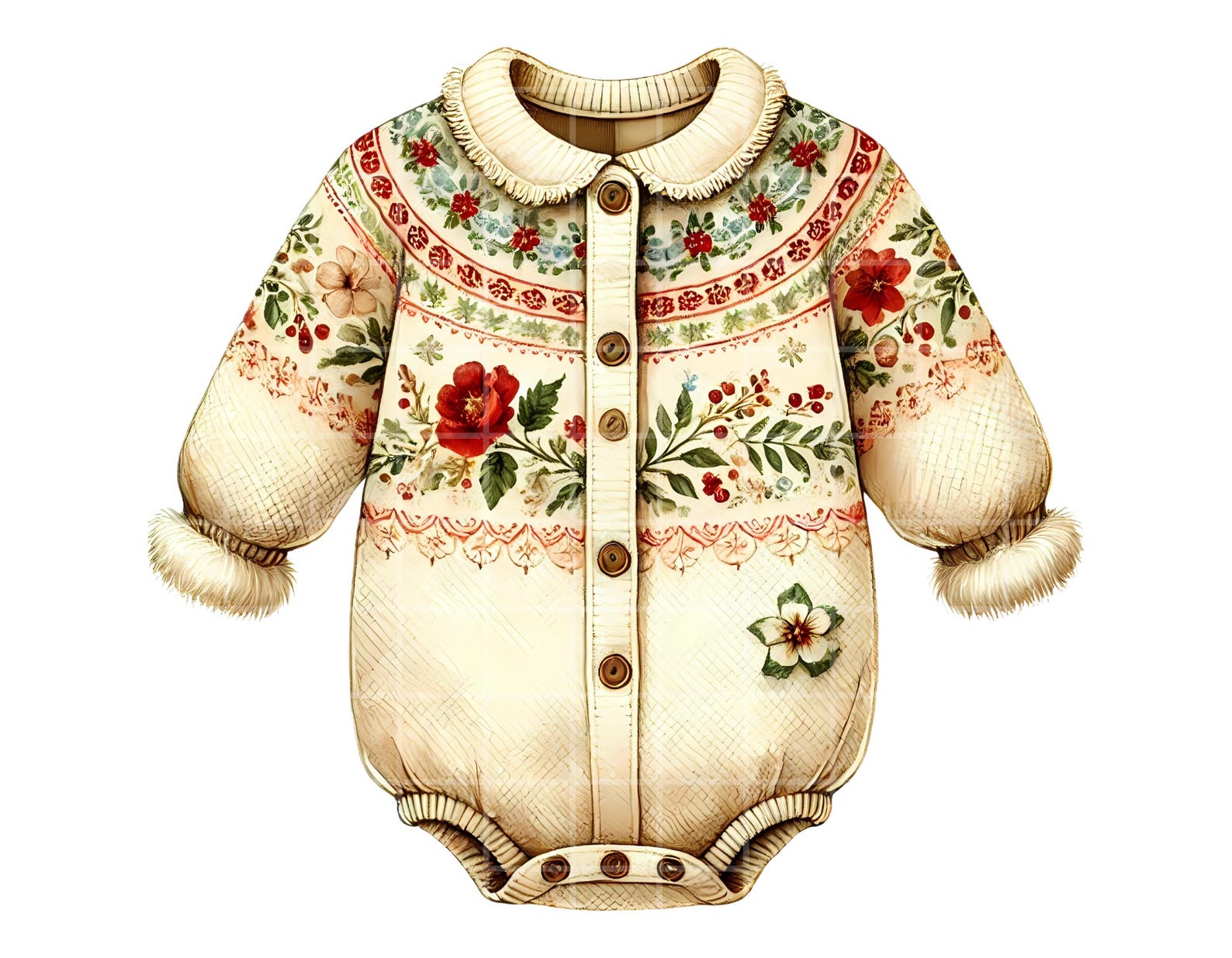 Vintage Christmas Baby Clothes Clipart Set for Creative Projects, Retro ...