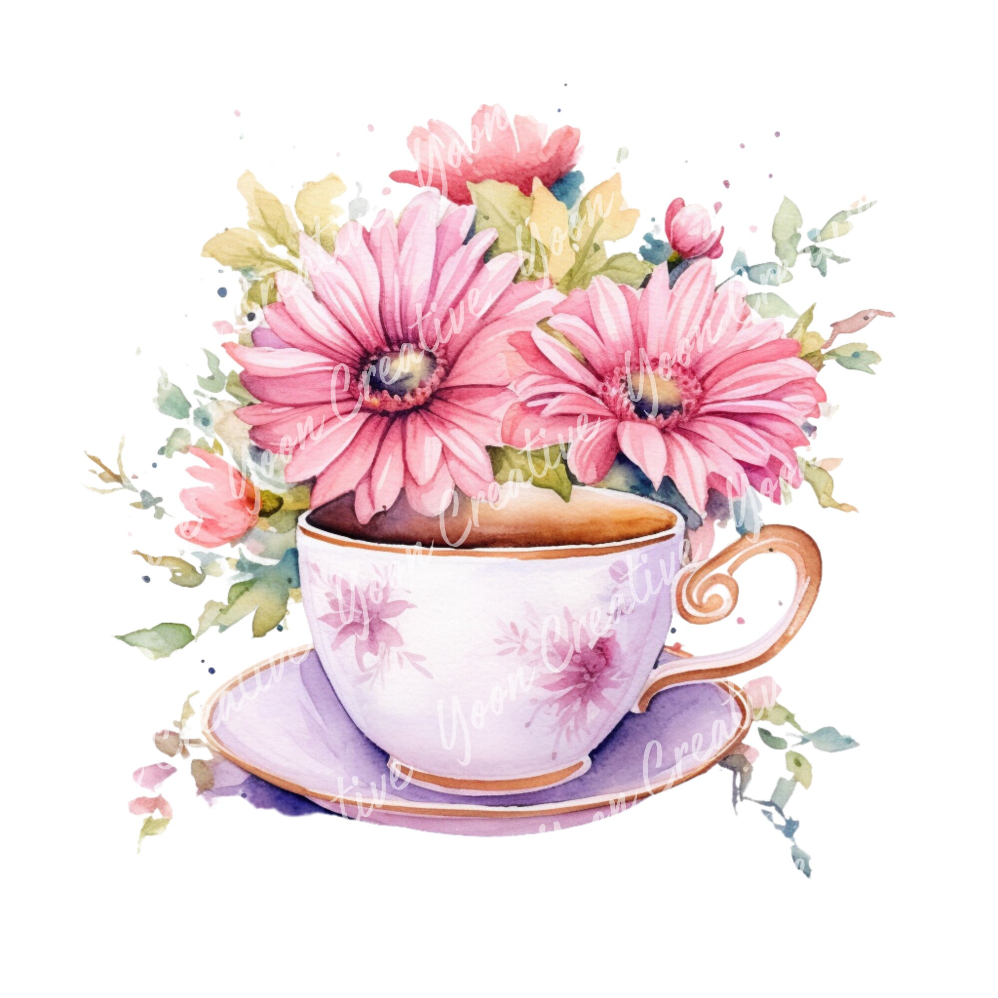 Watercolor Tea Cups Clipart Set for Creative Project 30 - Etsy
