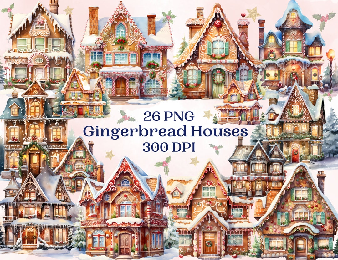 Gingerbread Houses Clipart Set for Creative Project, Christmas Designs ...