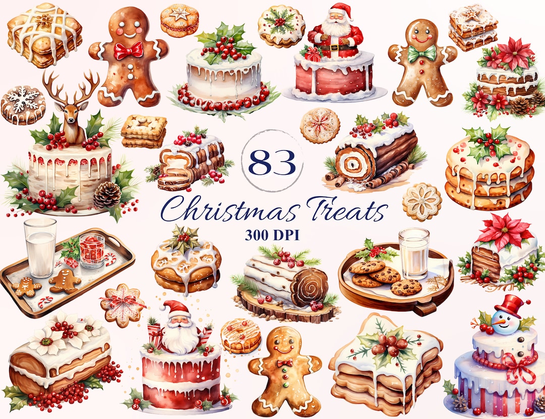 Christmas Treats Clipart Set for Creative Project, Delicious X-mas ...
