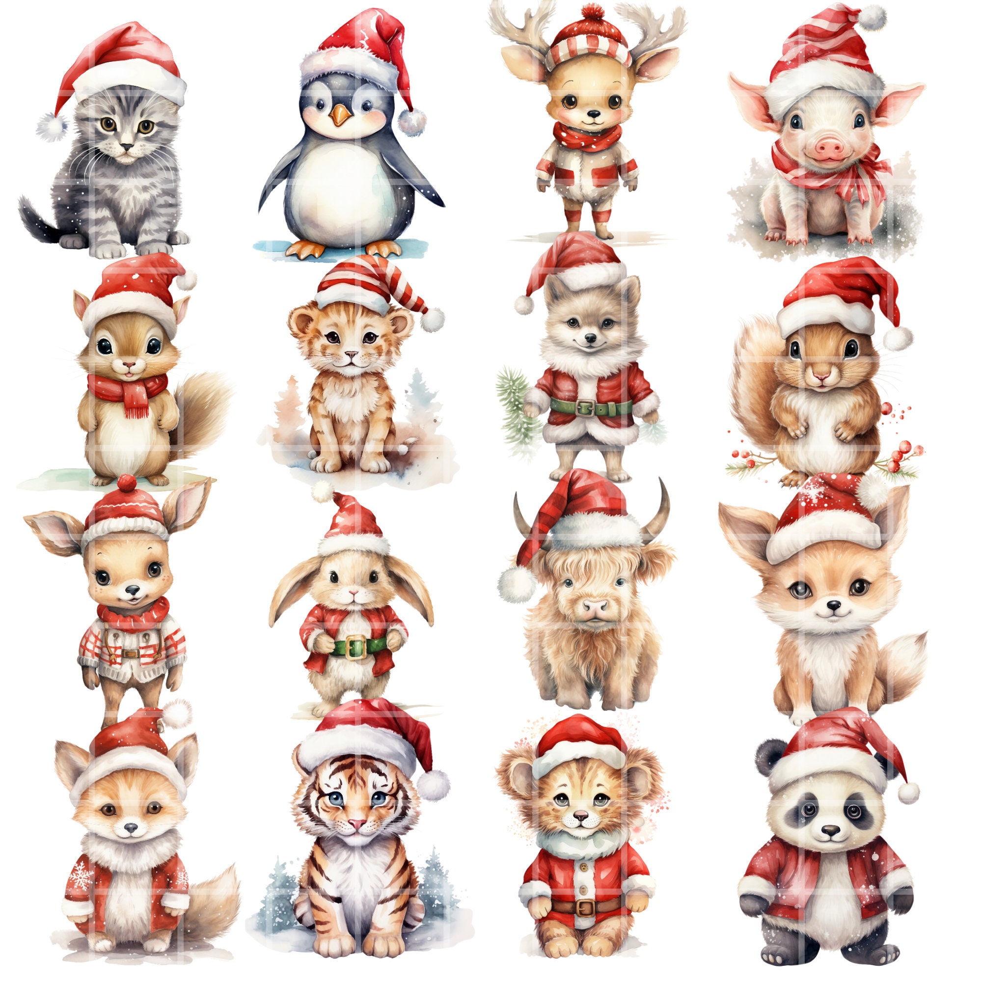Christmas Animals Clipart Set for Creative Projects Xmas Gift - Etsy