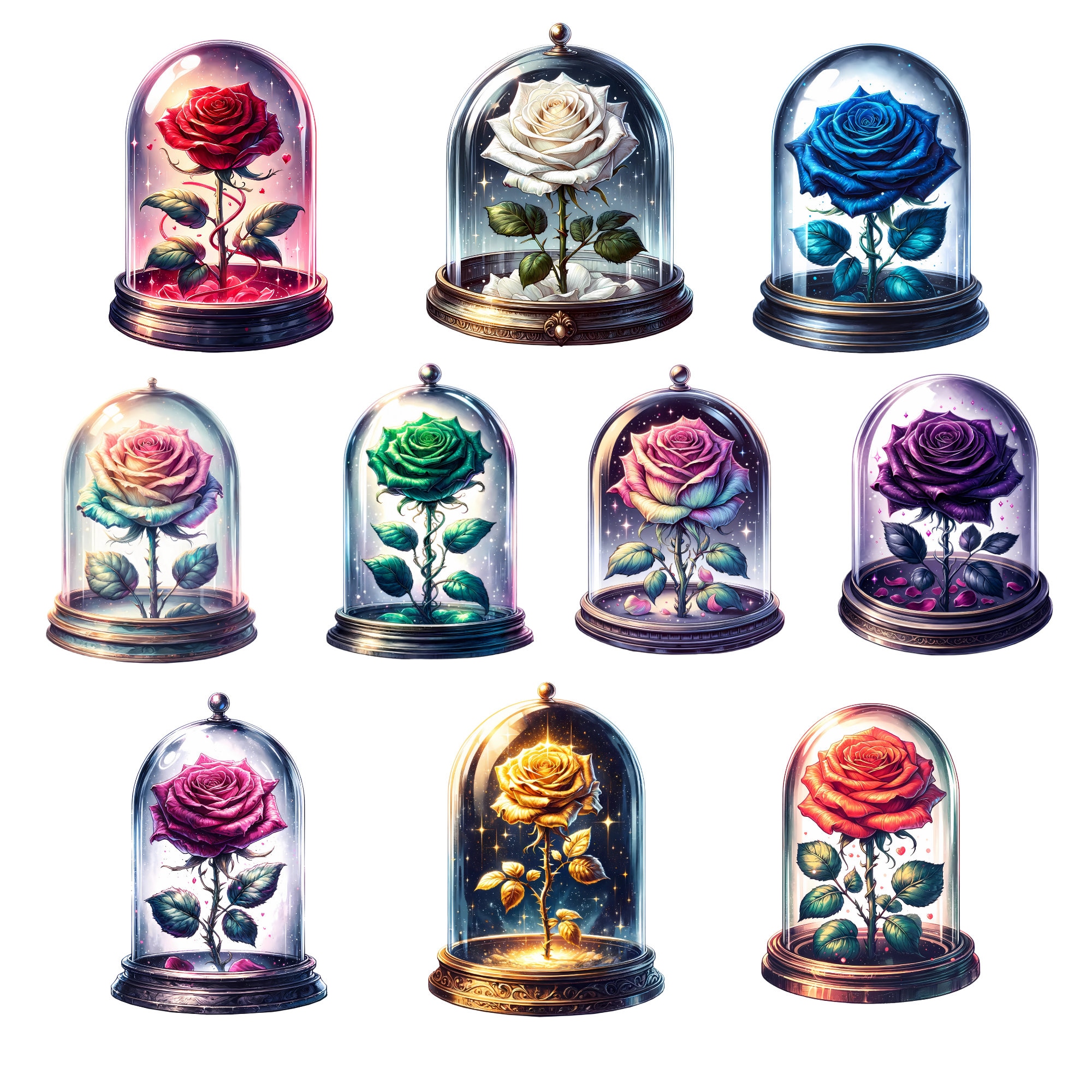 Eternal Roses Clipart Set for Creative Project, Valentine Day Graphic ...