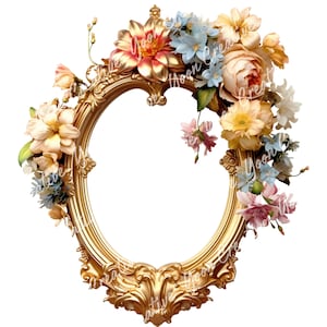 Baroque Oval Frame Clipart Set for Creative Projects, Rococo Style ...