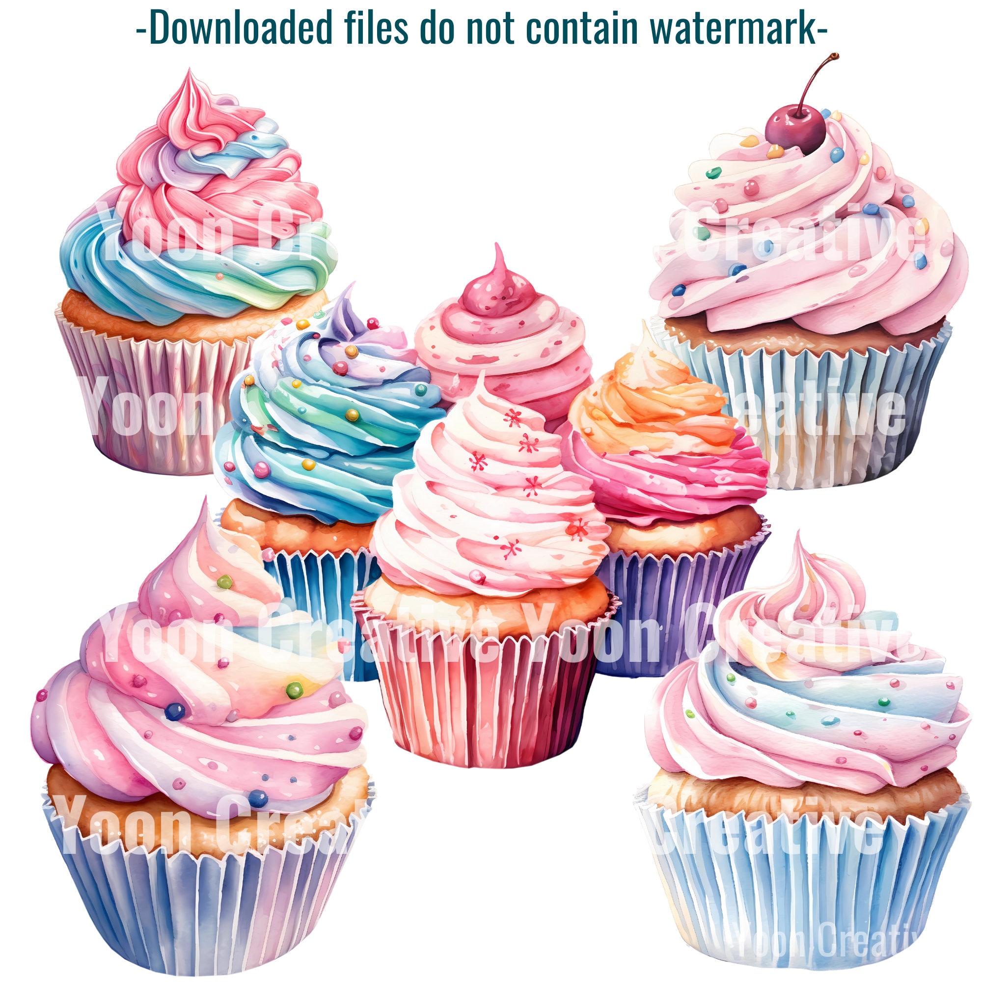 Sweet Rainbow Cupcakes Clipart Set for Creative Projects - Etsy