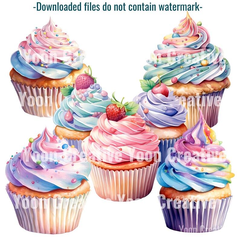 Sweet Rainbow Cupcakes Clipart Set for Creative Projects - Etsy