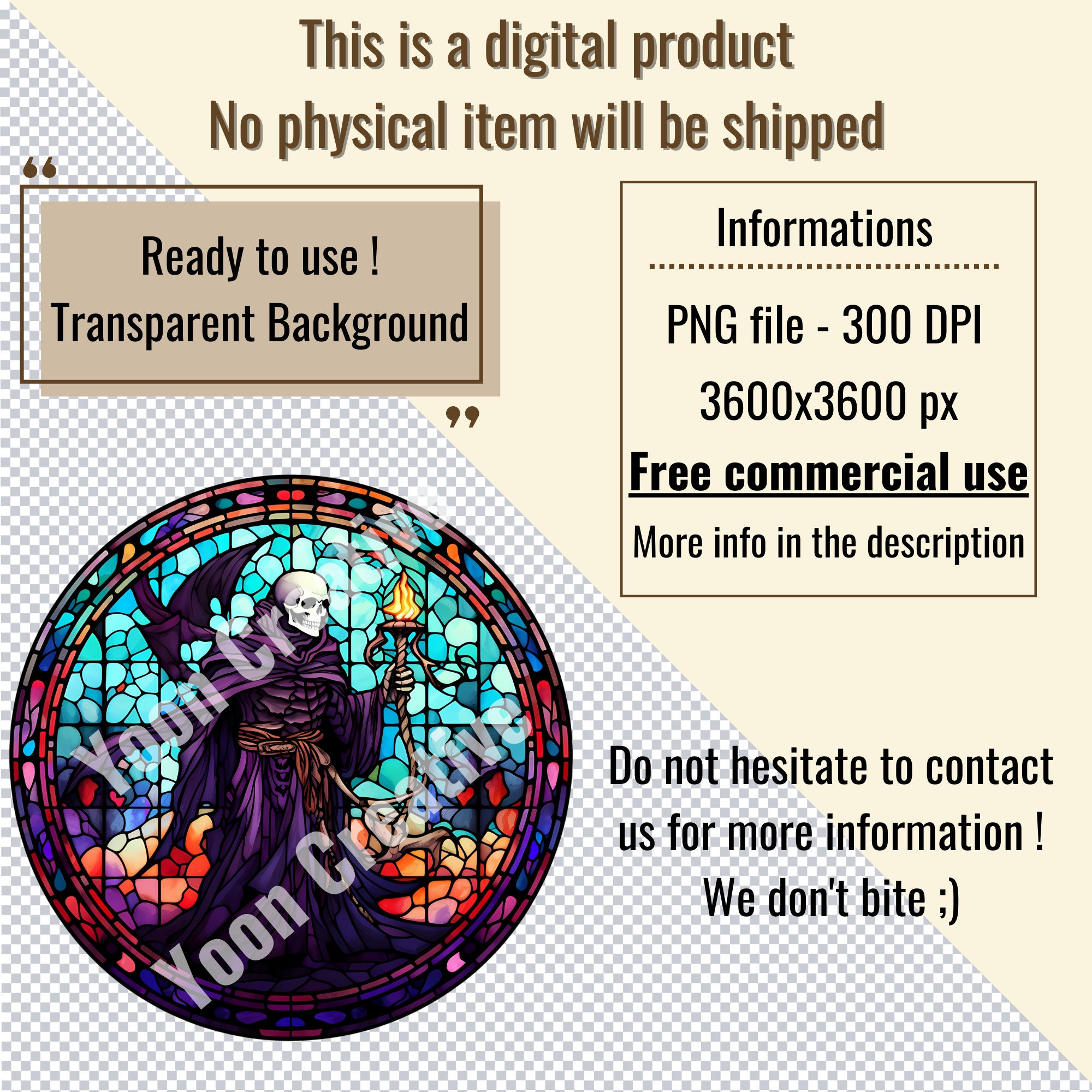 Halloween Stained Glass Clipart Set for Creative Projects, Magical ...