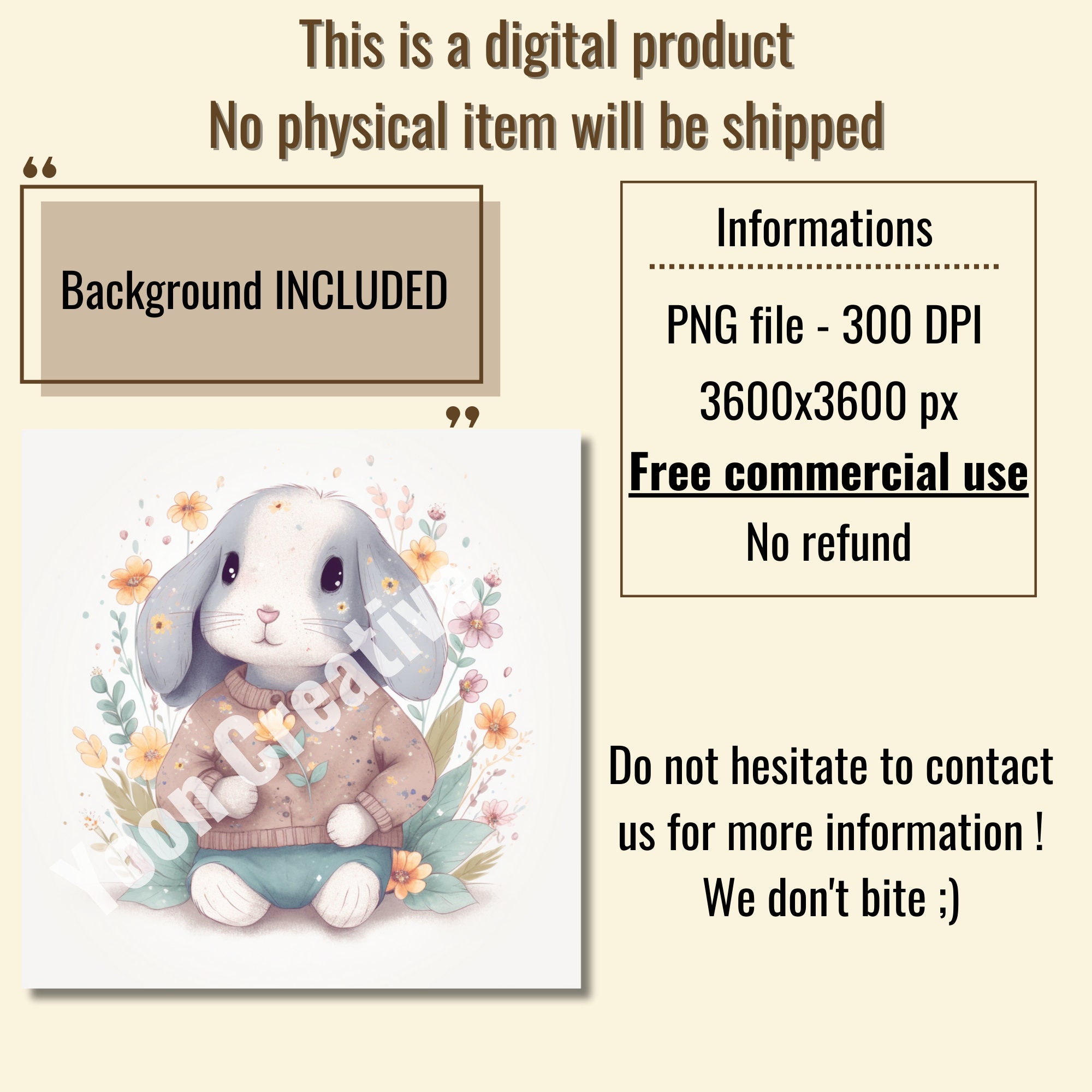 Sweet Bunnies With Flower Clipart Rabbit Illustration Bundle 25 PNG ...