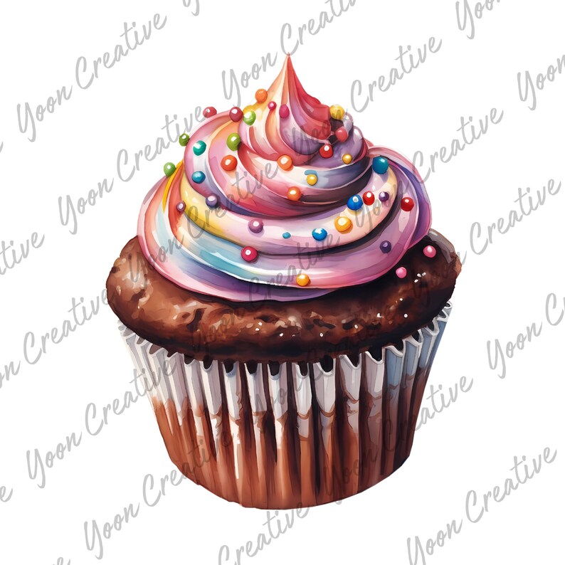 Delicious Chocolate Cupcake Clipart Set for Creative Projects - Etsy