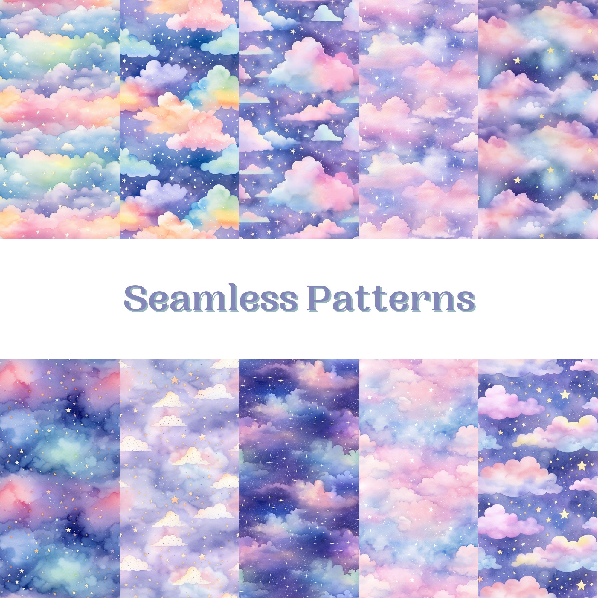 Whimsical Dreamscape Clipart Set for Creative Project, Fantasy Nursery ...
