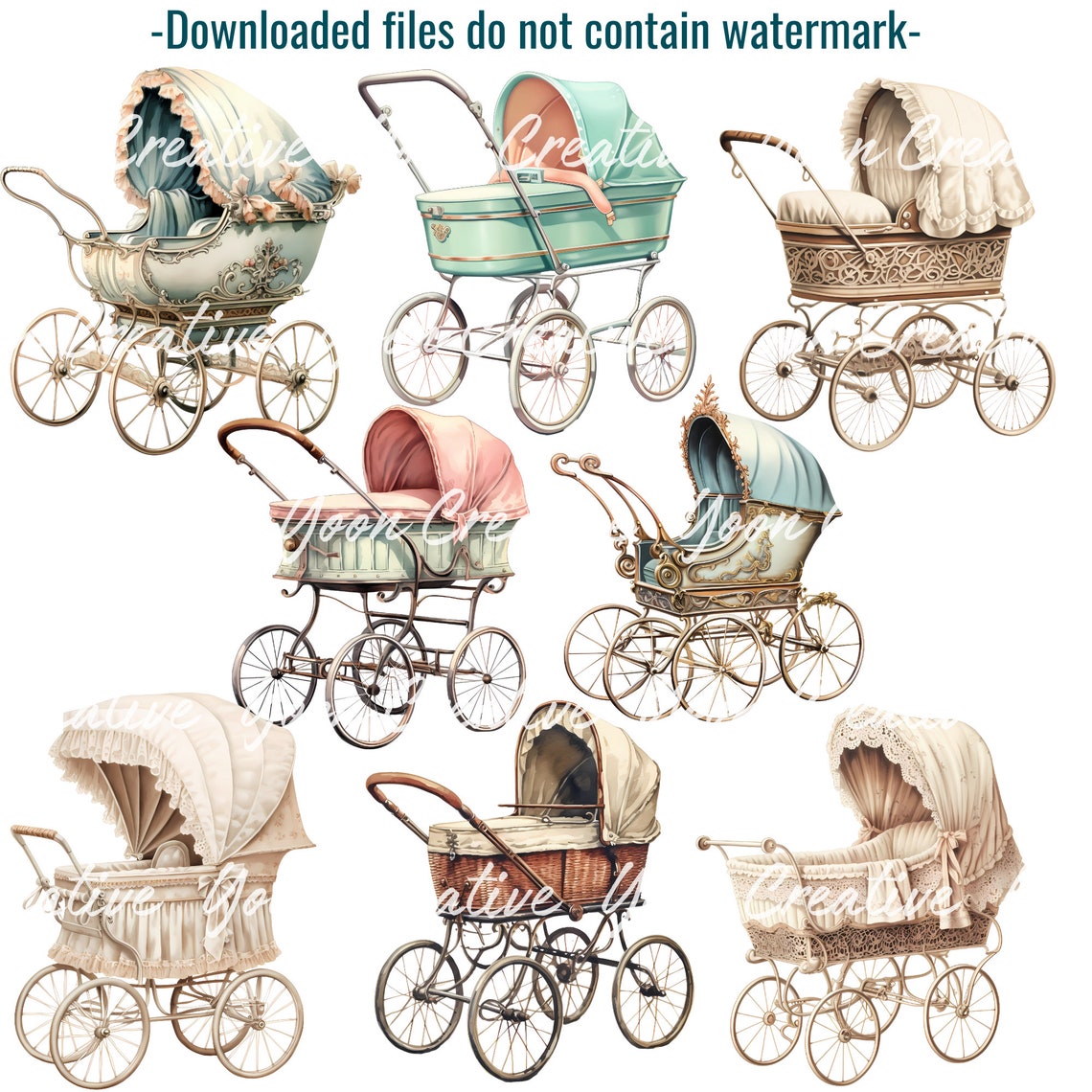 Vintage Baby Stroller Clipart Set for Creative Projects Junk - Etsy