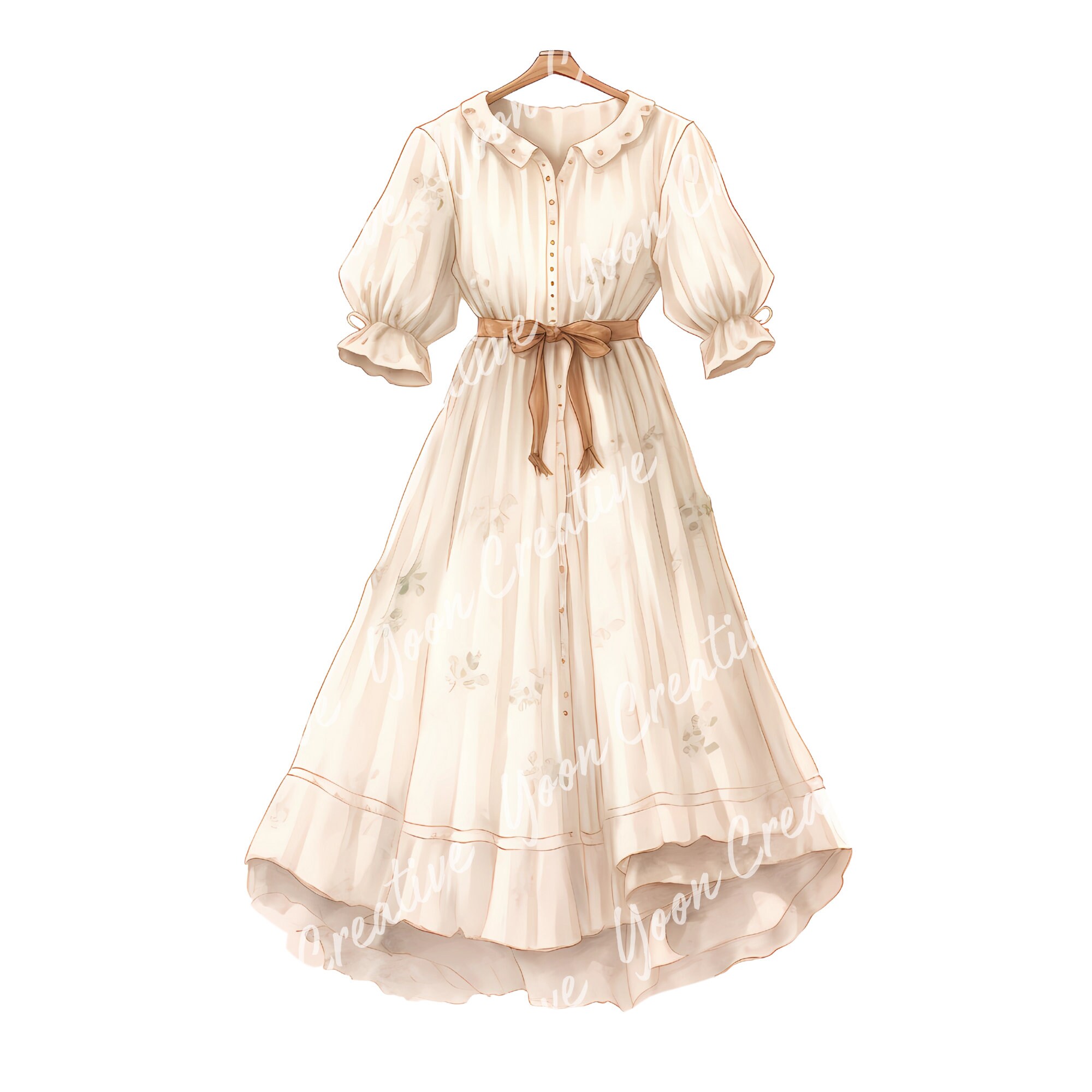 White Cottagecore Dresses for Creative Project, Transparent Background ...