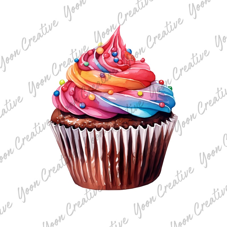 Delicious Chocolate Cupcake Clipart Set for Creative Projects - Etsy