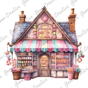 Whimsical Candy Shop Clipart Set for Creative Projects, Vintage ...