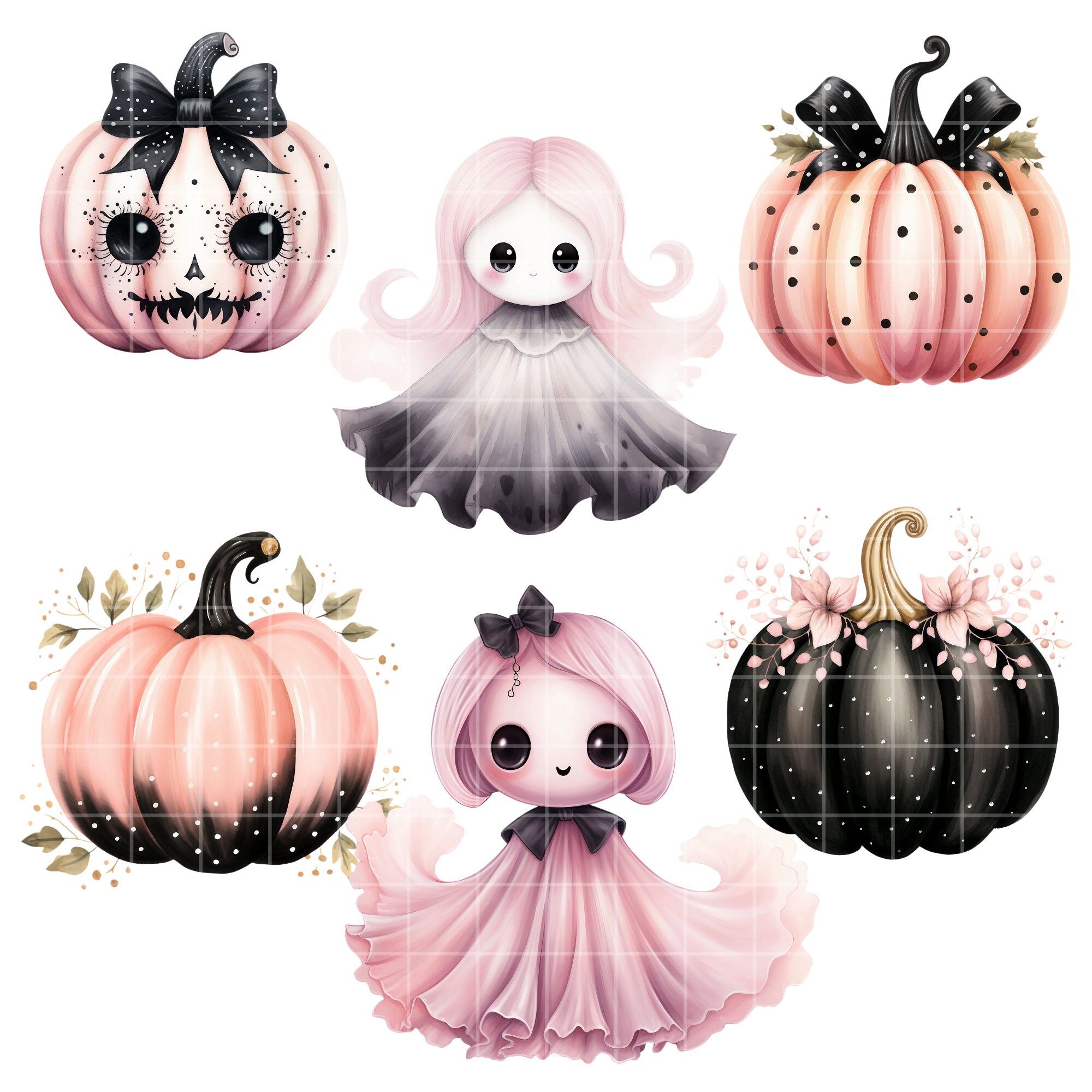 Halloween Pinky Spooky Cliparts for Creative Projects, Cute Pink ...