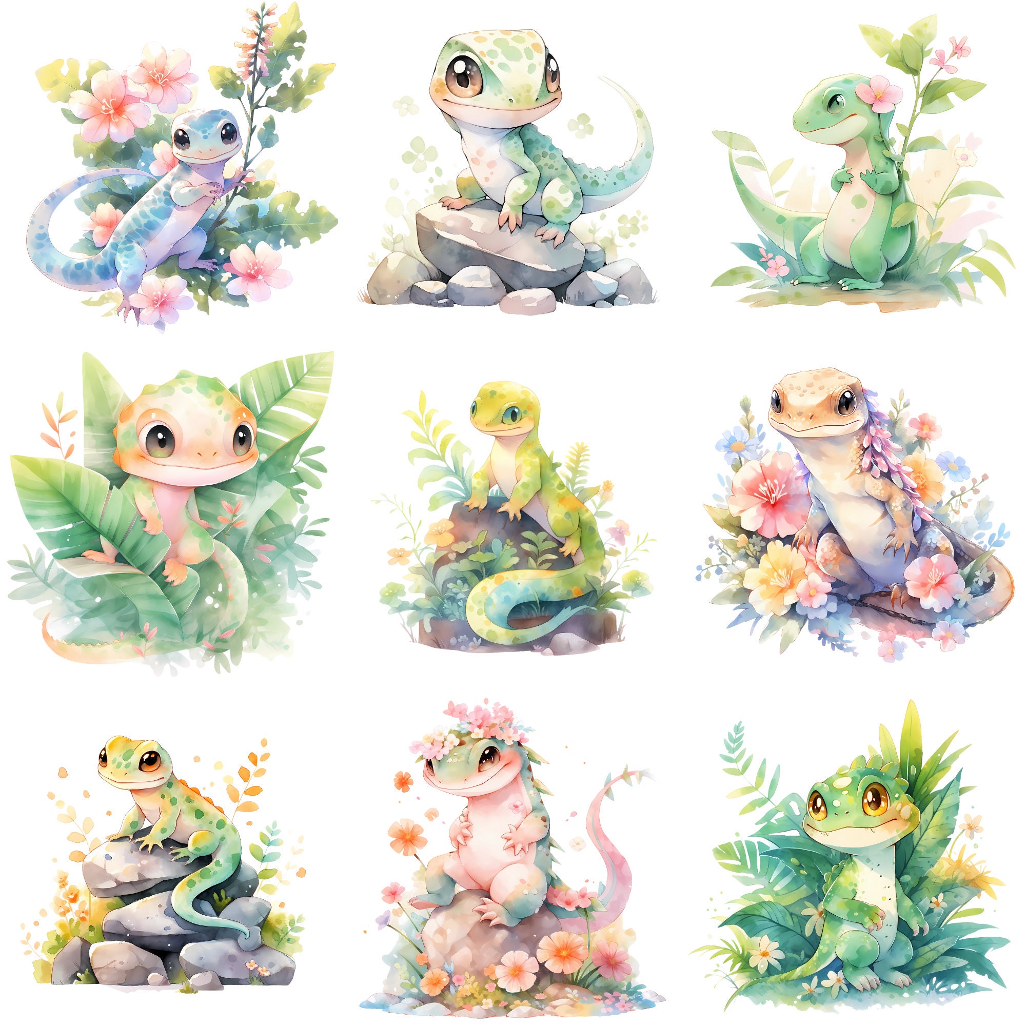 Cute Lizards Clipart Set for Creative Project, Animal Graphics, Nursery ...