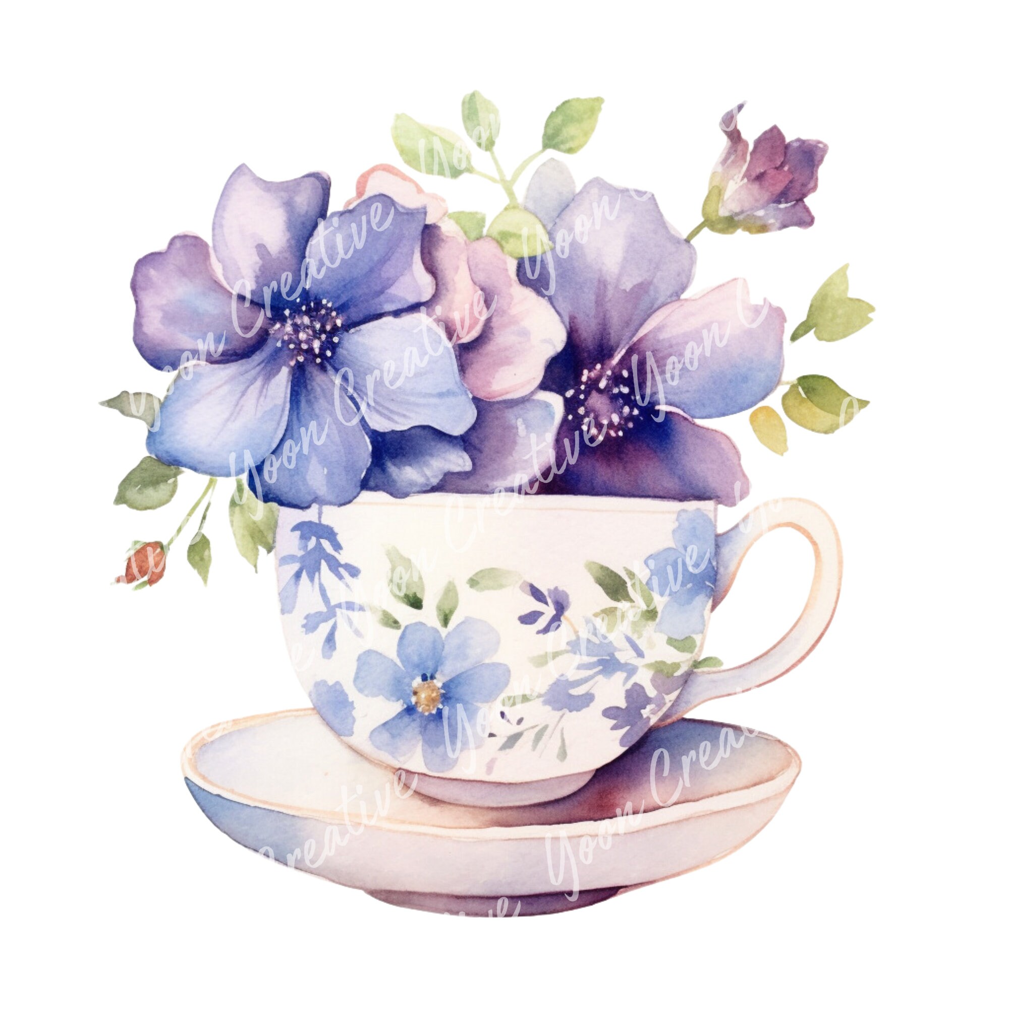 Watercolor Tea Cups Clipart Set for Creative Project 30 - Etsy